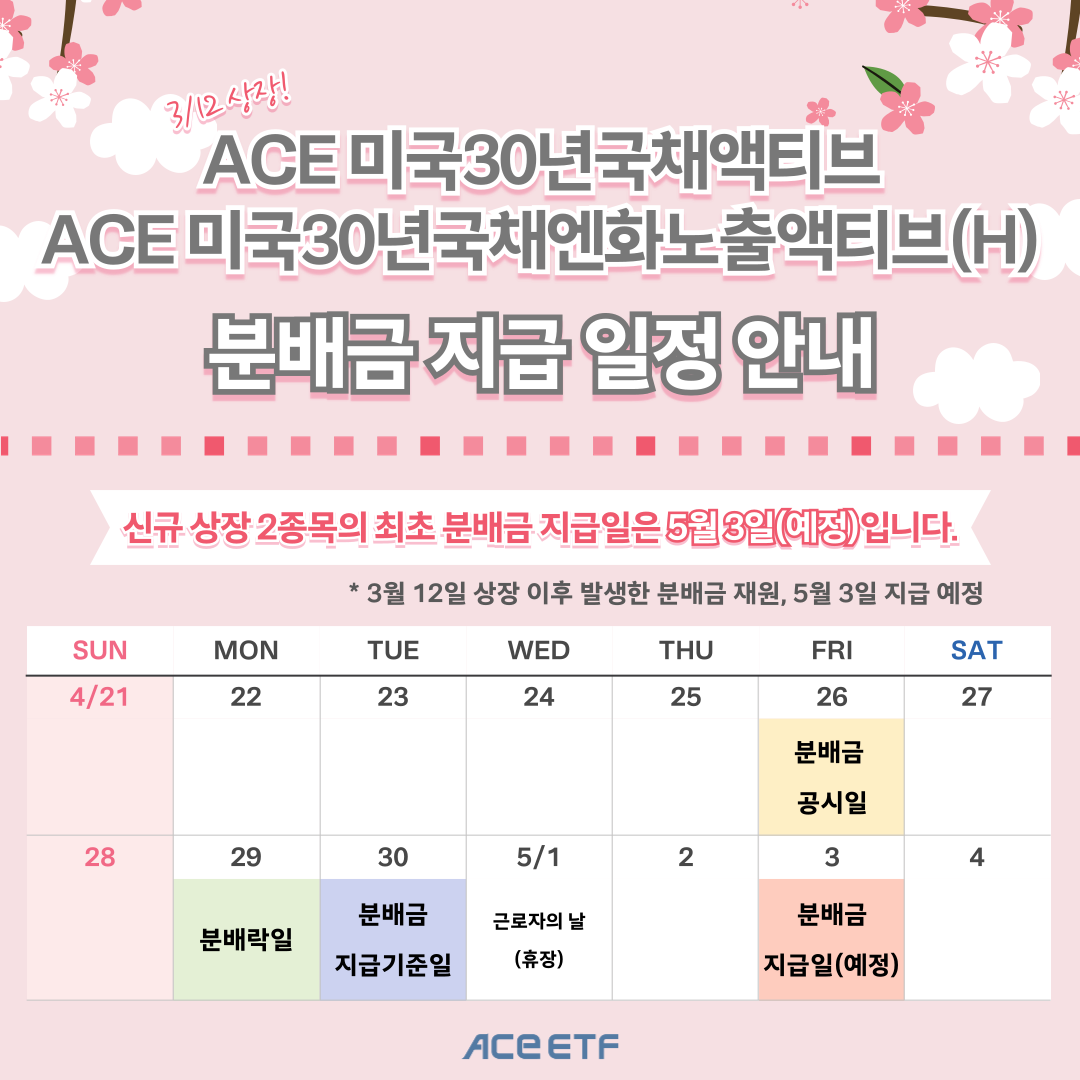 한투운용 “美 30년국채 투자 ACE ETF 2종, 첫 분배금 지급”